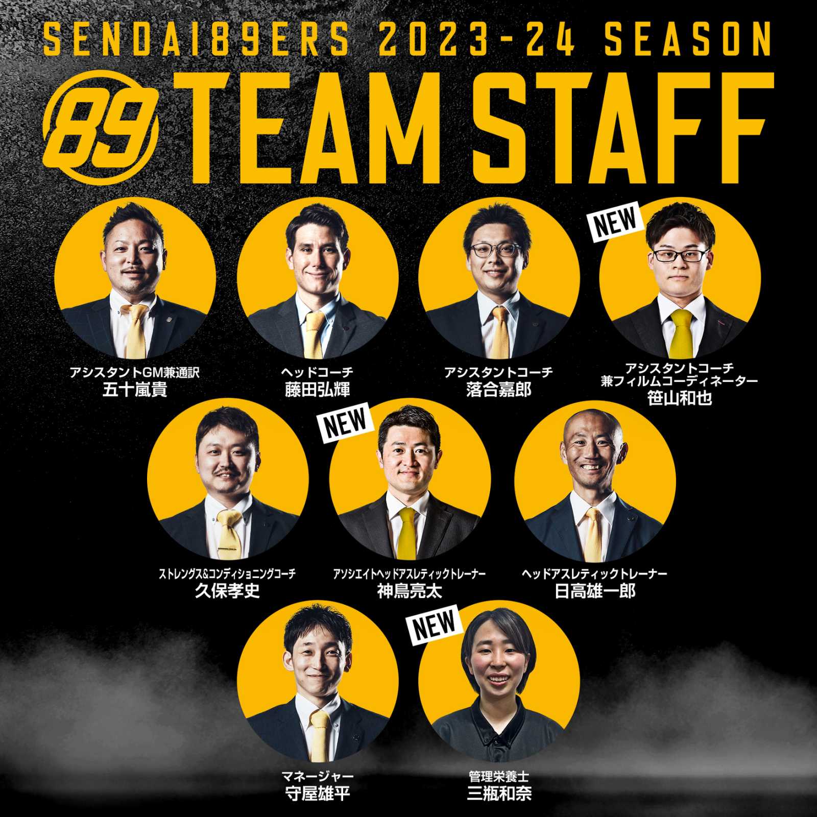 2023-24シーズンチームスタッフ体制のお知らせ | 仙台89ERS